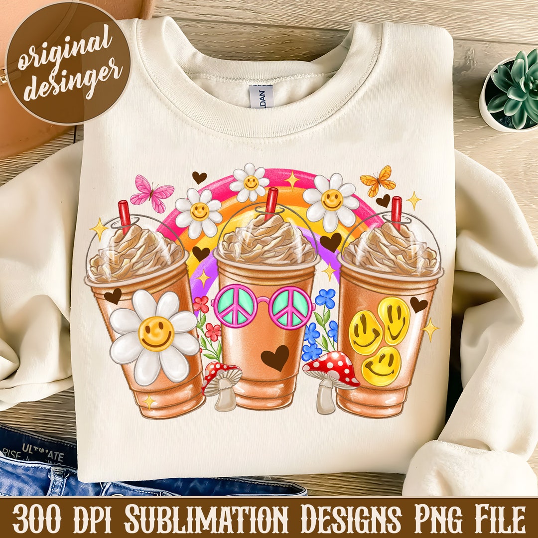 Groovy Ice Coffee PNG Design, Digital Download,trendy Cute Design Png ...