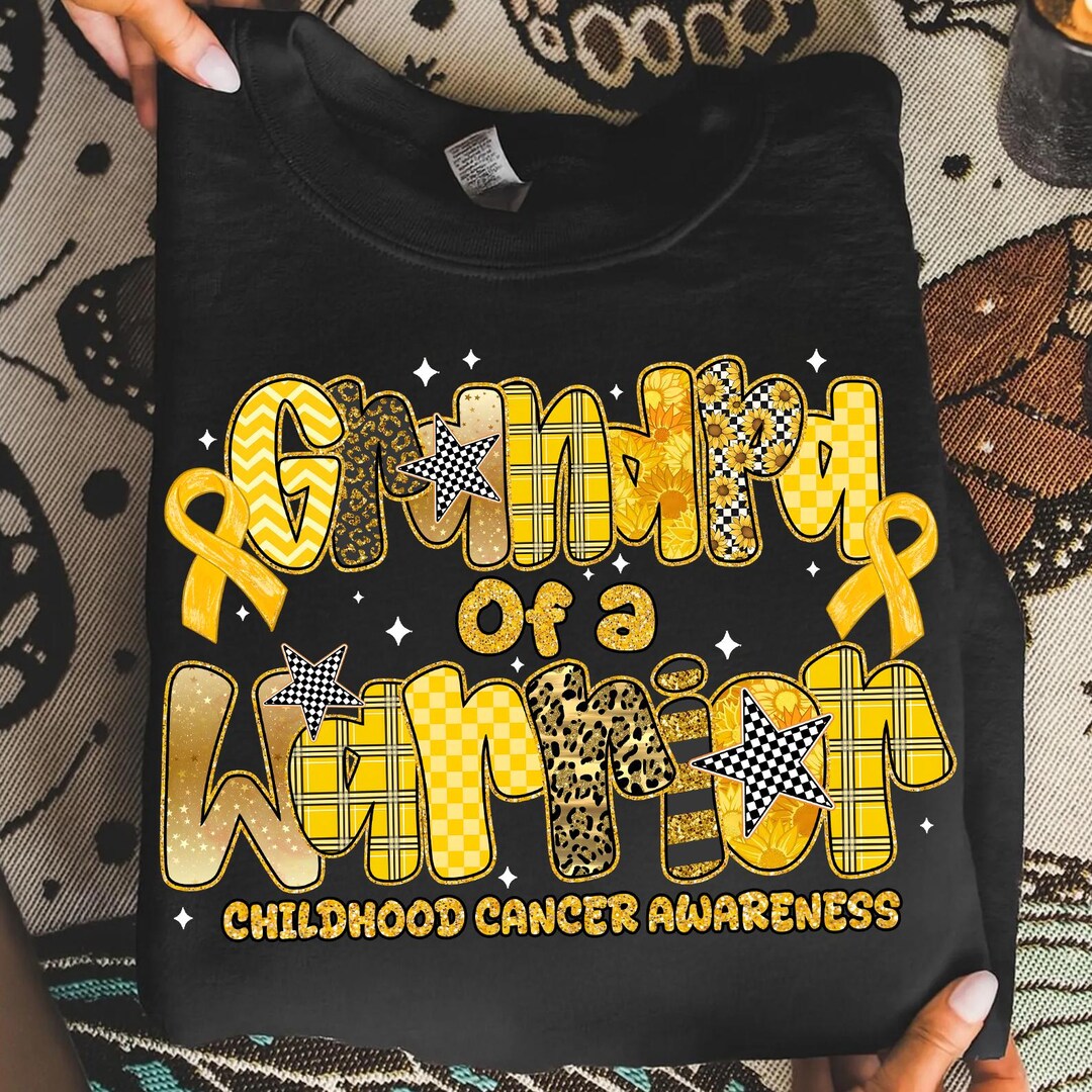 Grandpa of A Warrior Png,childhood Cancer Awareness Png,gold Ribbon ...