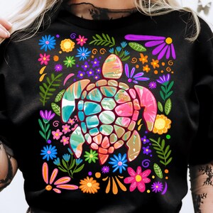 Boho Floral Sea Turtle PNG, Summer Png, Floral Turtle Png, Beach Png ...
