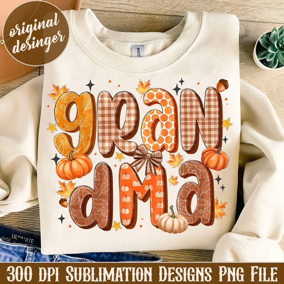 Fall Grandma Png, Autumn Pumpkin Png, Retro Fall Png, Fall Doodle ...