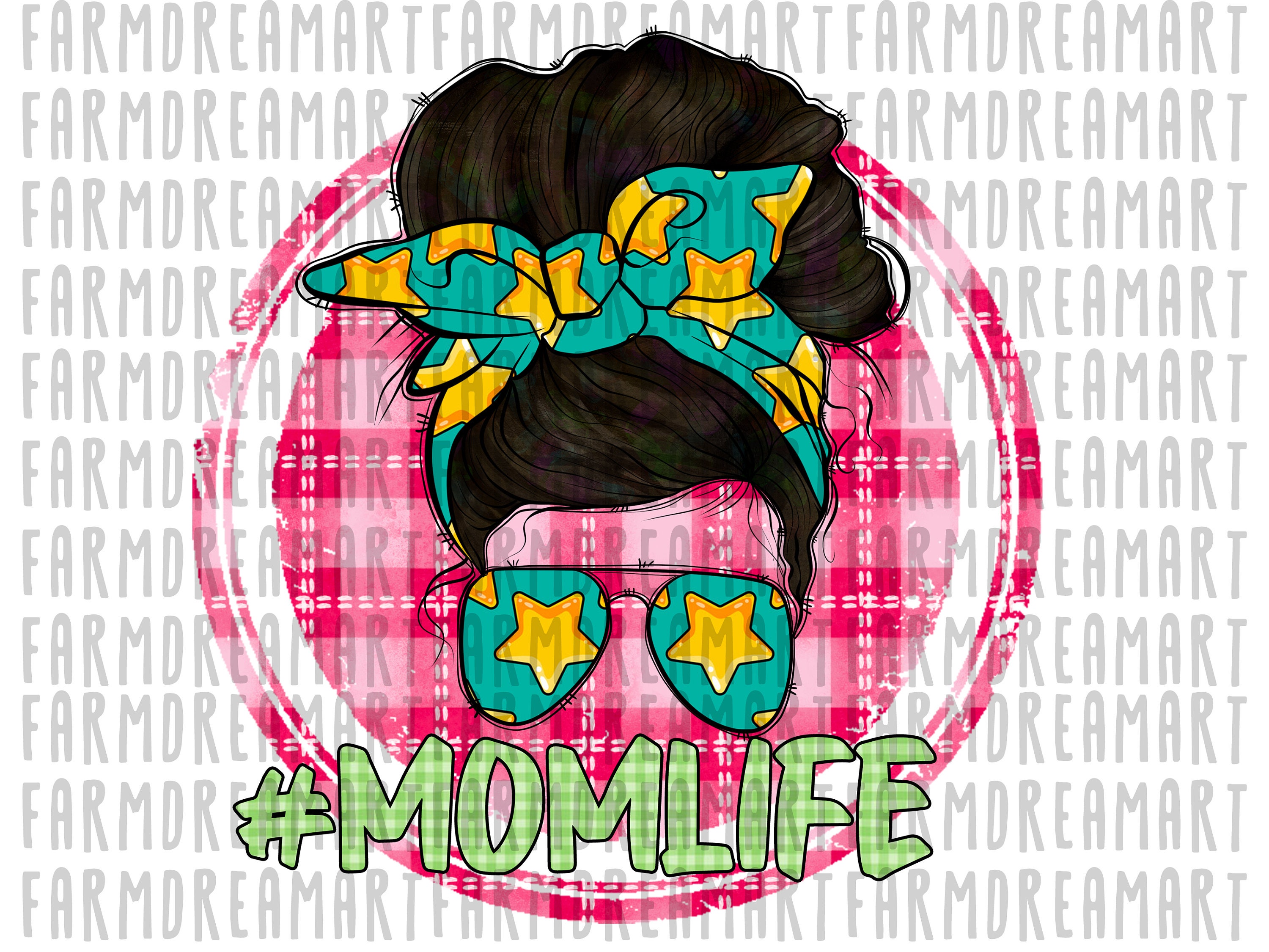 Mom Life PNG Image Star Messy Bun Momlife Design Sublimation - Etsy