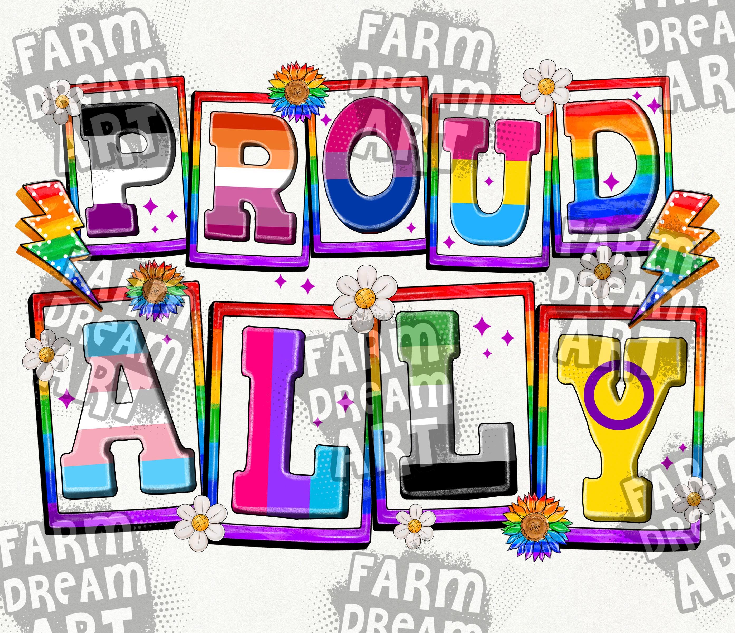 Proud Ally PNG,LGBTQ Ally Sublimation Design,rainbow Pride Ally Design ...