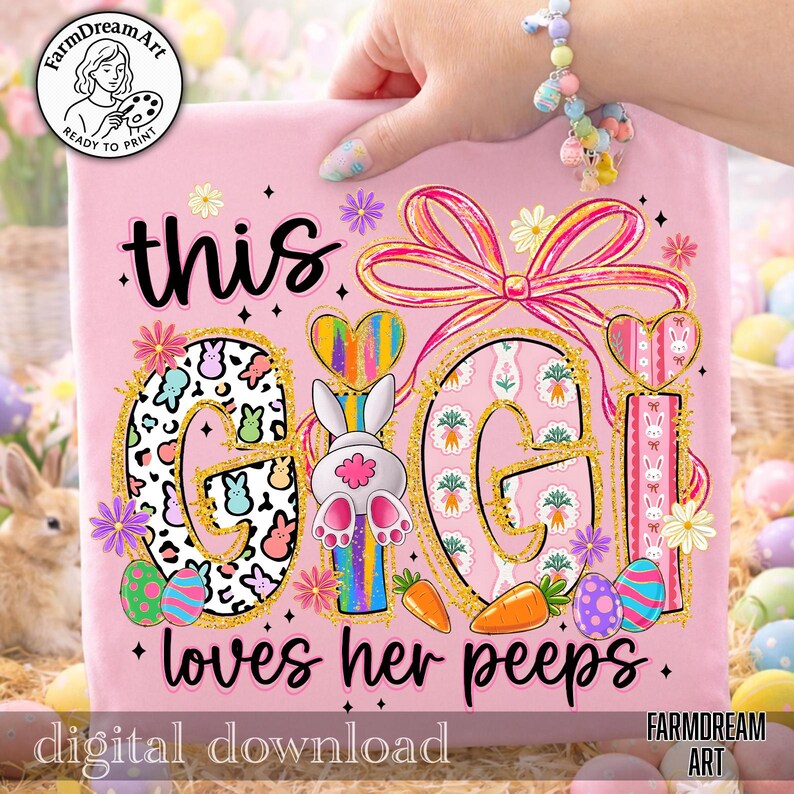 This Gigi Loves Her Peeps Png, Gigi Easter Png, Personalized Gigi PNG ...