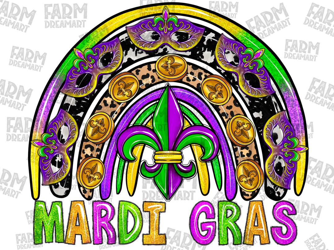 Mardi Gras Rainbow Png Sublimation Design Download Mardi Gras - Etsy