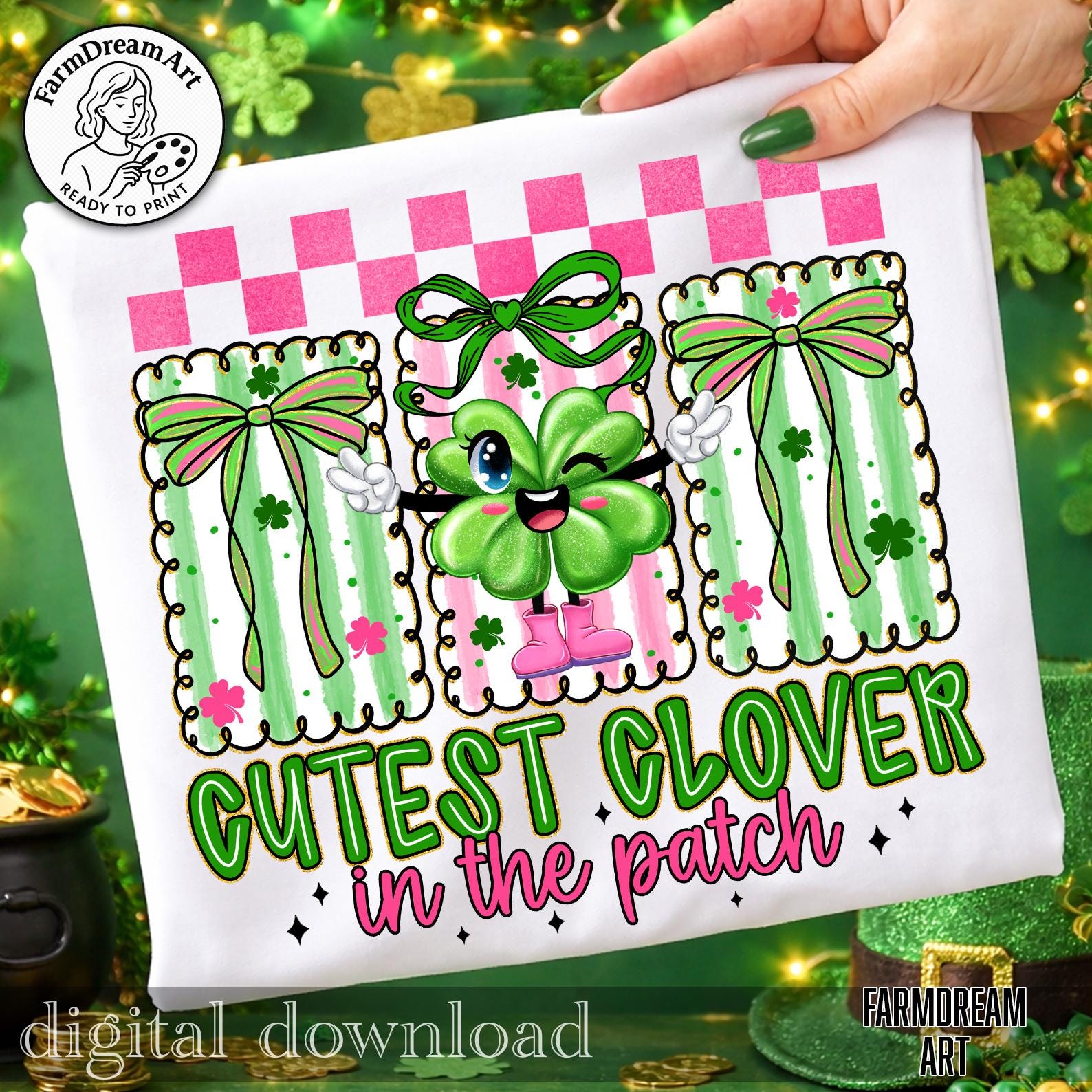 Cutest Clover Png,cutest Clover in the Patch,cute Shamrock Png,kids St ...