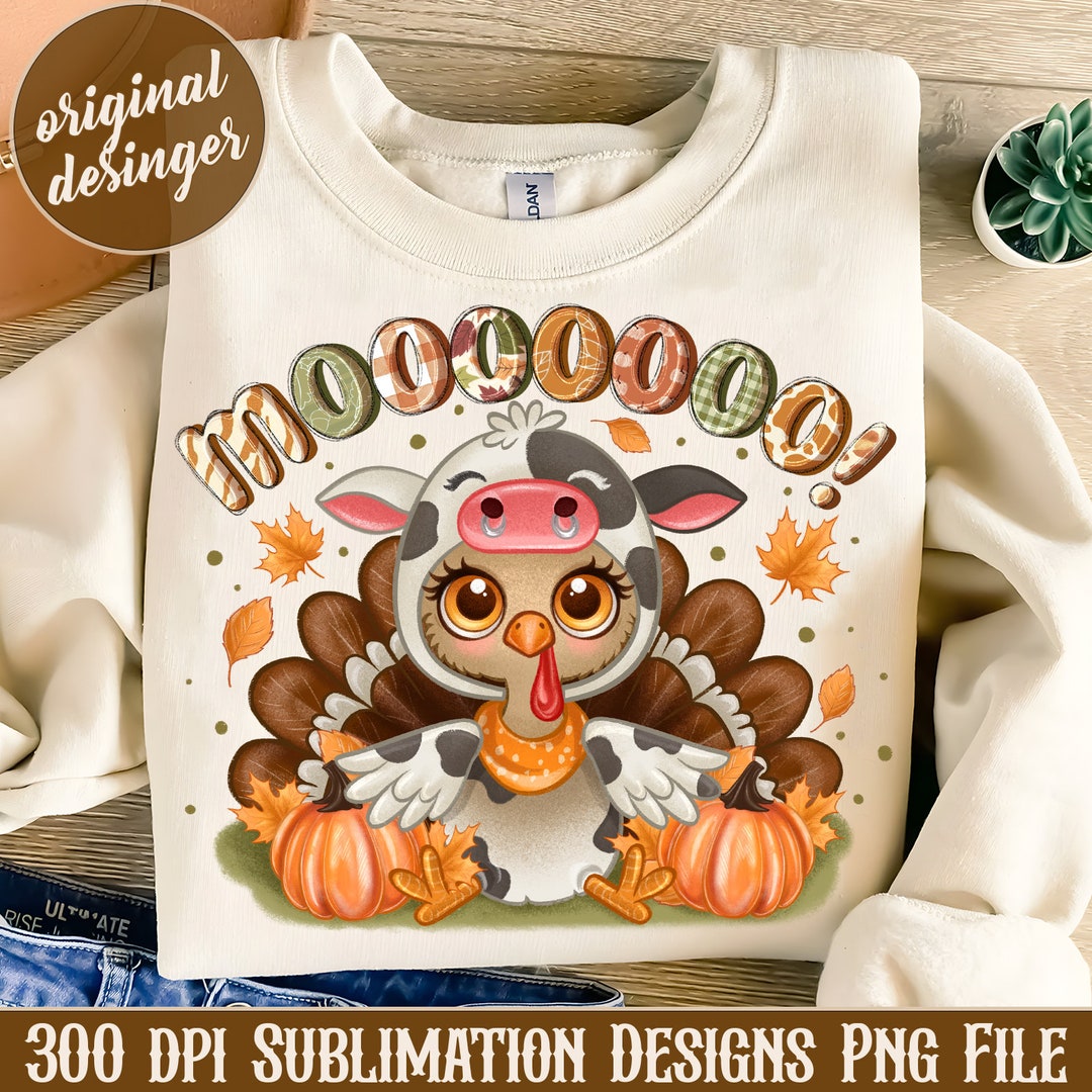 Mooooo Thankful Turkey Png, Cow Turkey Png, Thanksgiving Turkey Png ...
