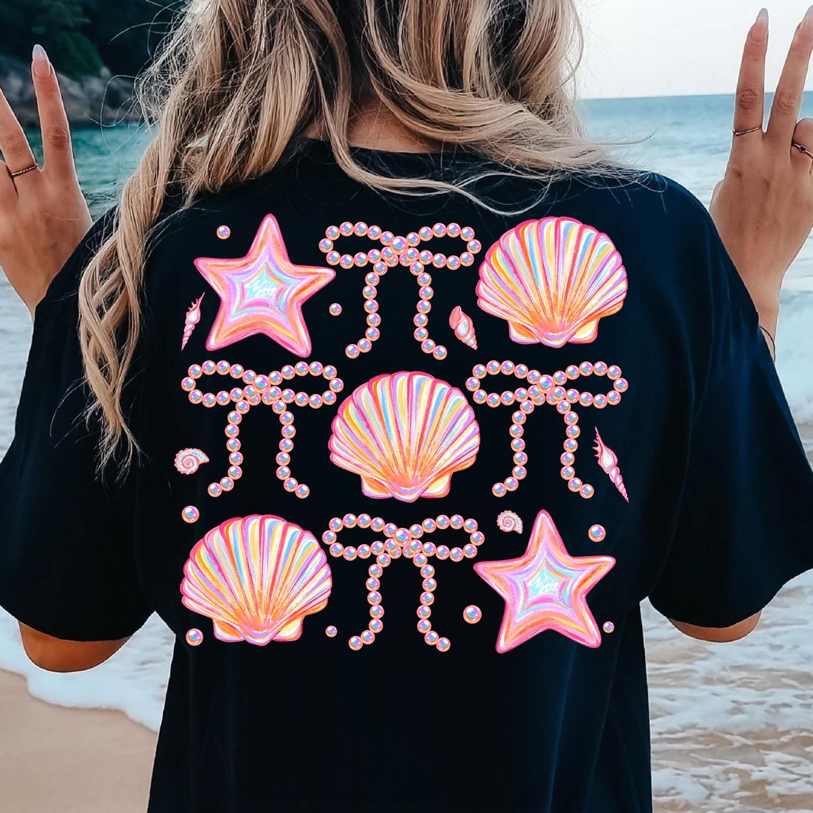 Clam Pearl Bow Png, Summer Vibes Pink Clam Png, Sublimation Design ...