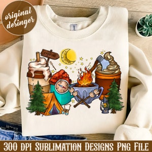 Camp Life Coffee Cups Png Sublimation Design Download, Camping Png ...