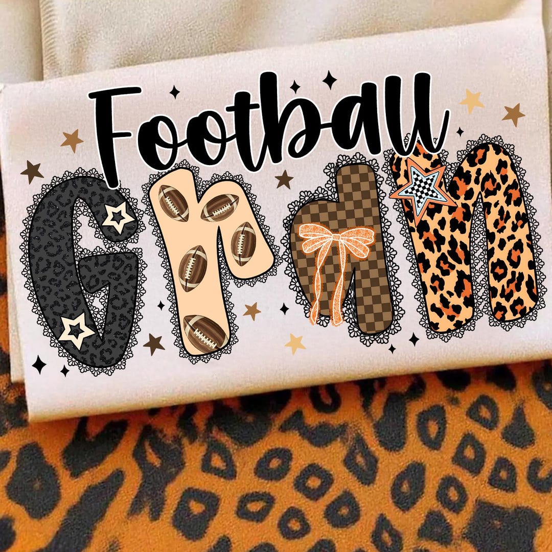 Preppy Football Gran Png,leopard Print Football Png,game Day Gran ...