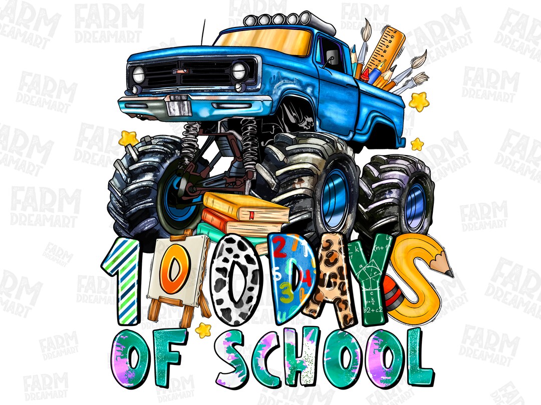 100 Days of School PNG, Monster Truck ,100 Days of School PNG 100th Day ...