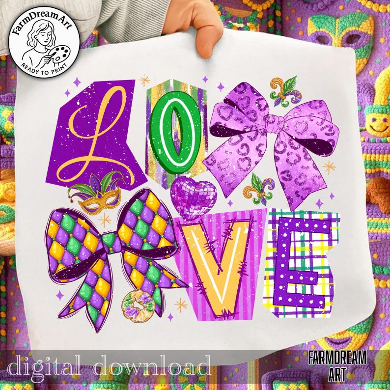 Love Mardi Gras Png,mardi Gras Love Shirt,purple Green Gold,carnival ...