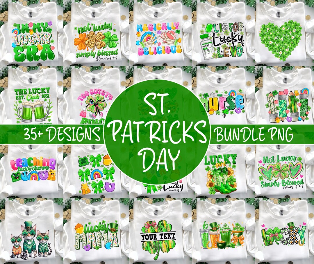 St Patricks Day Bundle Png,lucky Sublimation Designs,irish Clipart Set ...