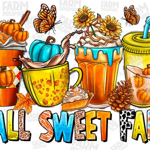 Fall Sweet Fall Png Autumn Coffee Cups Png Pumpkin Spice - Etsy