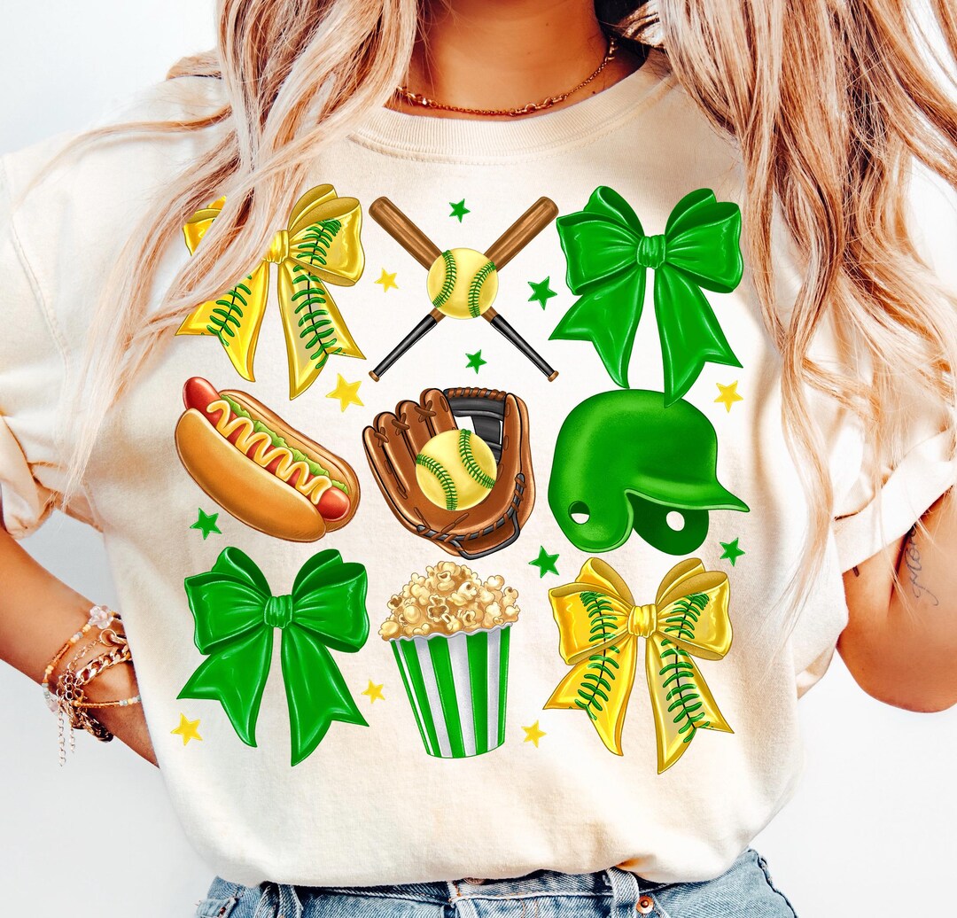 Green Softball Bow Png, Bow Softball Png Sublimation, Green Coquette ...