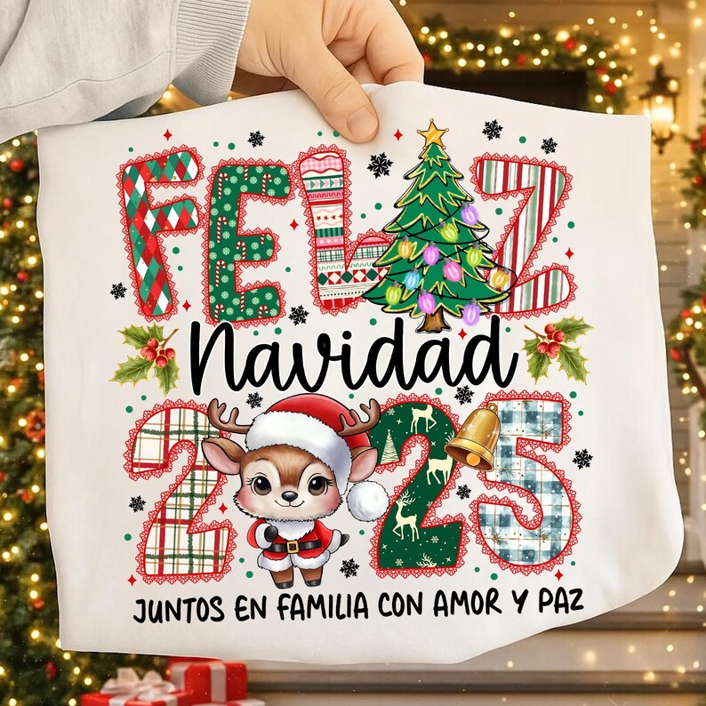 Feliz Navidad 2025 Png,christmas Spanish Png,holiday Sublimation Design ...