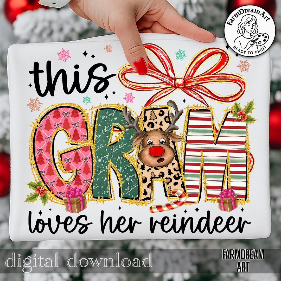 Christmas Gram Png,reindeer Gram Design,holiday Gram Sublimation ...