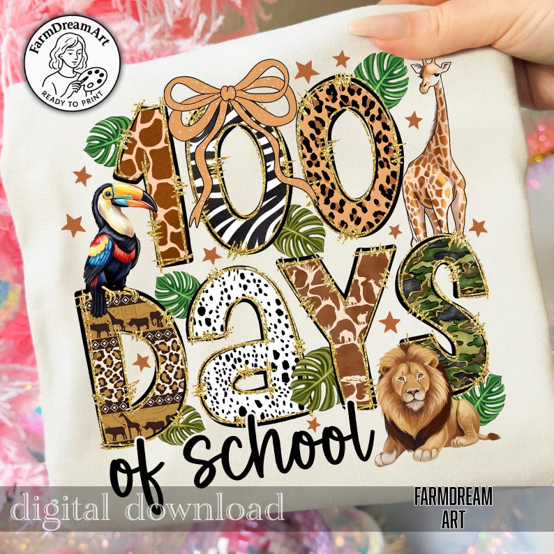 100 Days of School Png,zoo Theme School Shirt,safari School Design,wild ...