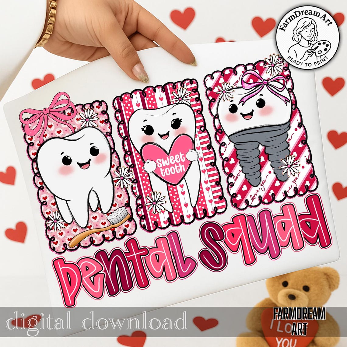 Dental Squad Png,valentine Tooth Design,cute Dentist Valentine,dental ...