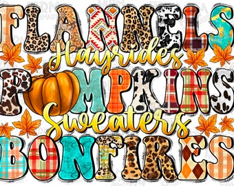 Flannels Hayrides Pumpkins Sweaters Bonfires Png Fall - Etsy