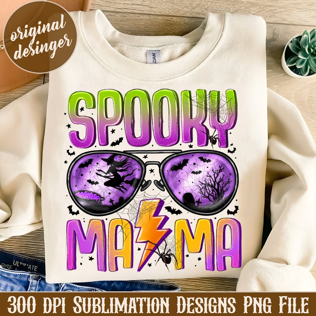 Spooky Mama Glasses Png, Spooky Mama PNG, Retro Halloween Png, Ribbon ...