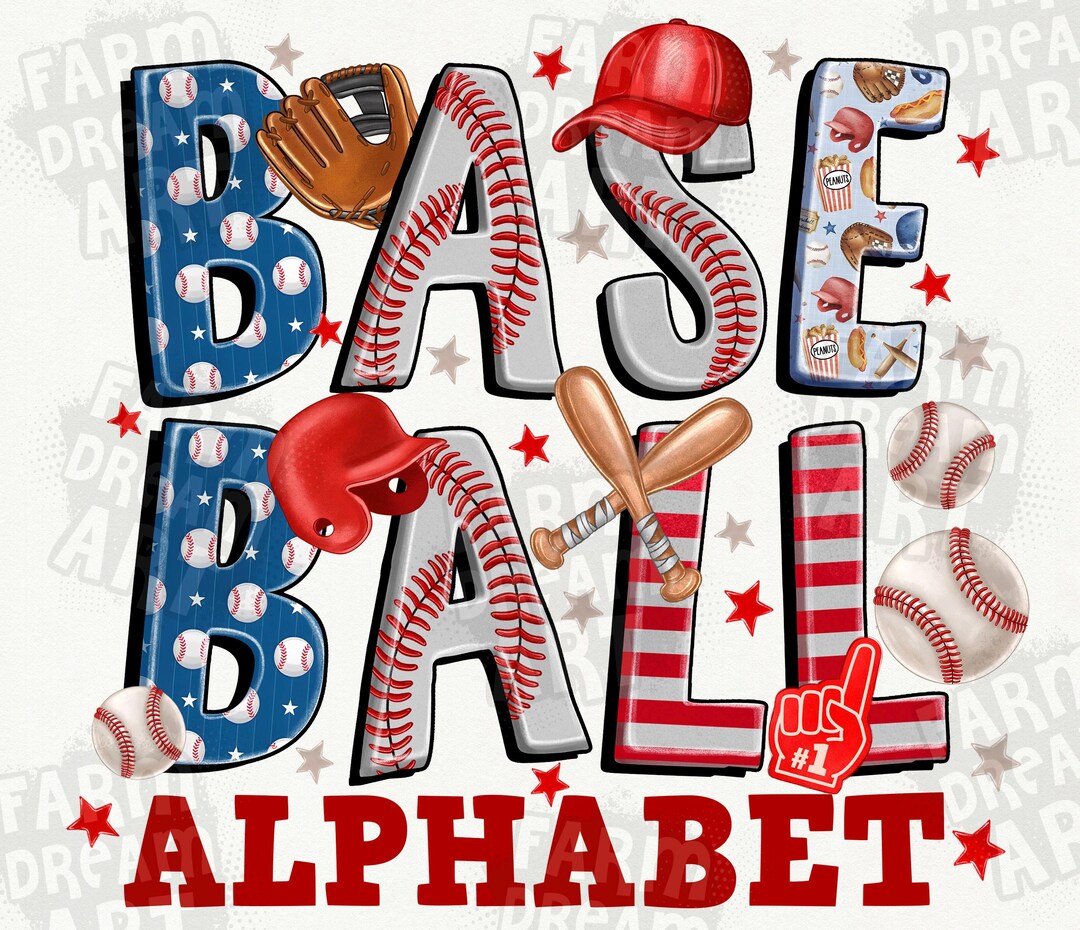Baseball Alphabet Letters PNG Bundle, Alphabet Clipart, Baseball Hand ...