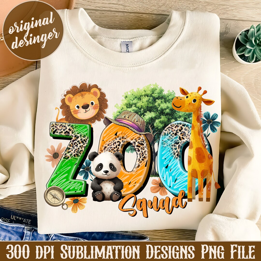 Zoo Squad PNG, Digital Download, Sublimation, Kids, Giraffe, Animal Png ...