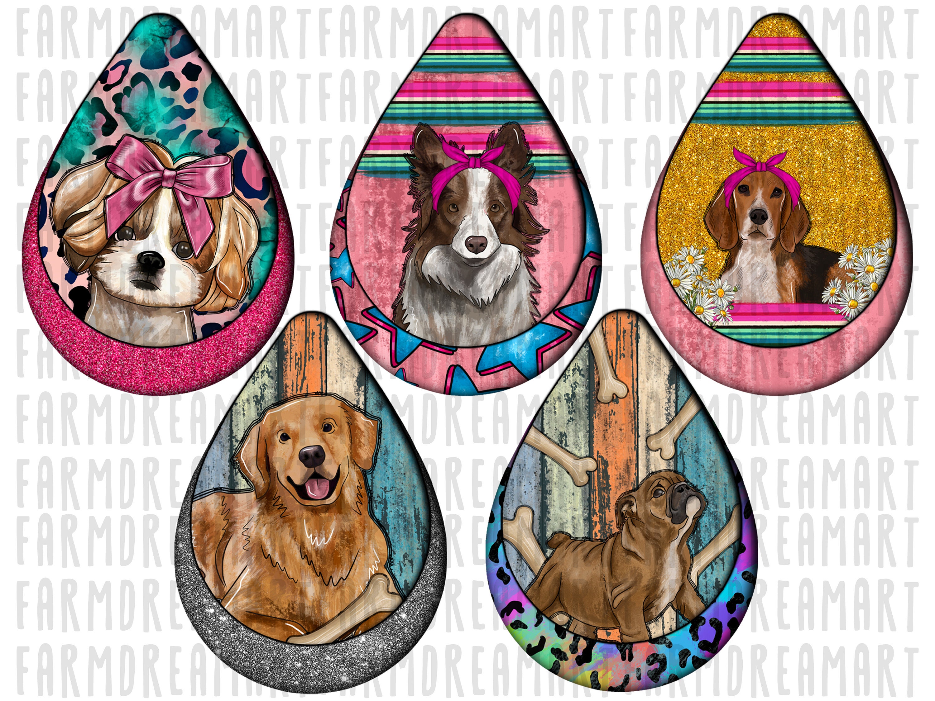 Dog Teardrop Earring PNG Sublimation Designs Dog Lover - Etsy