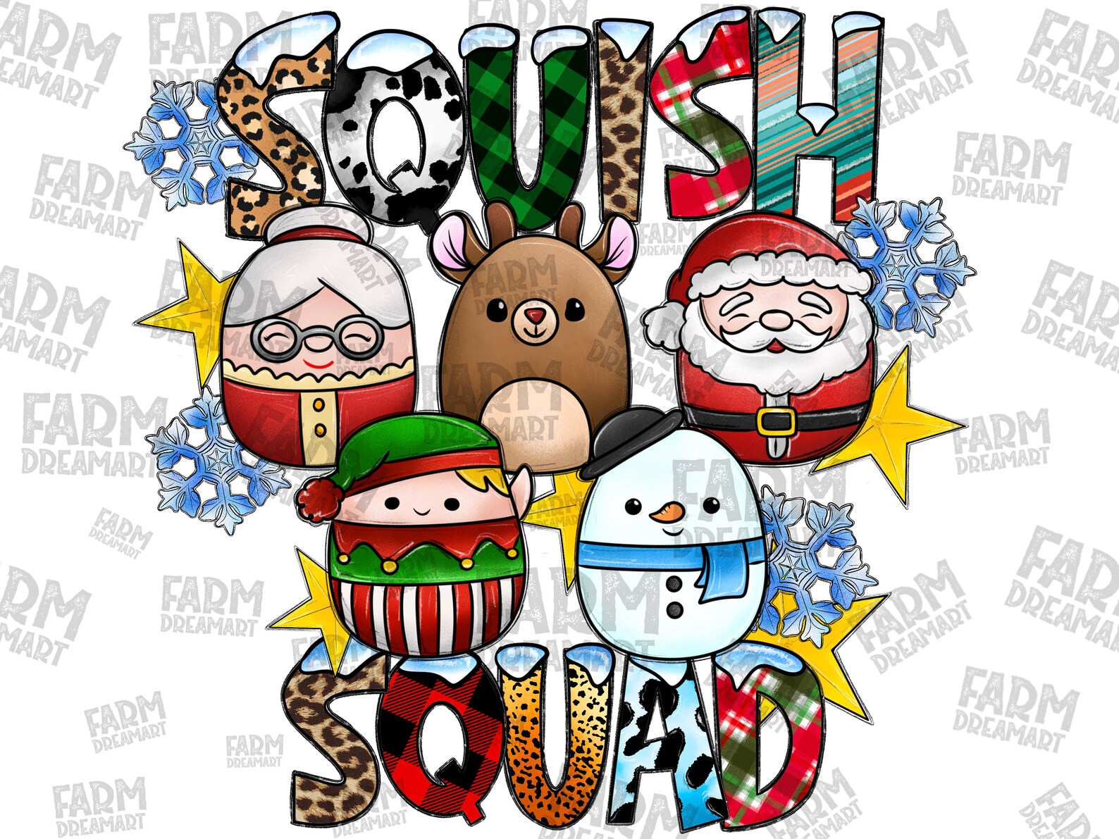 Squish Squad Cute Merry Squishmas Design Layered PNG Digital - Etsy