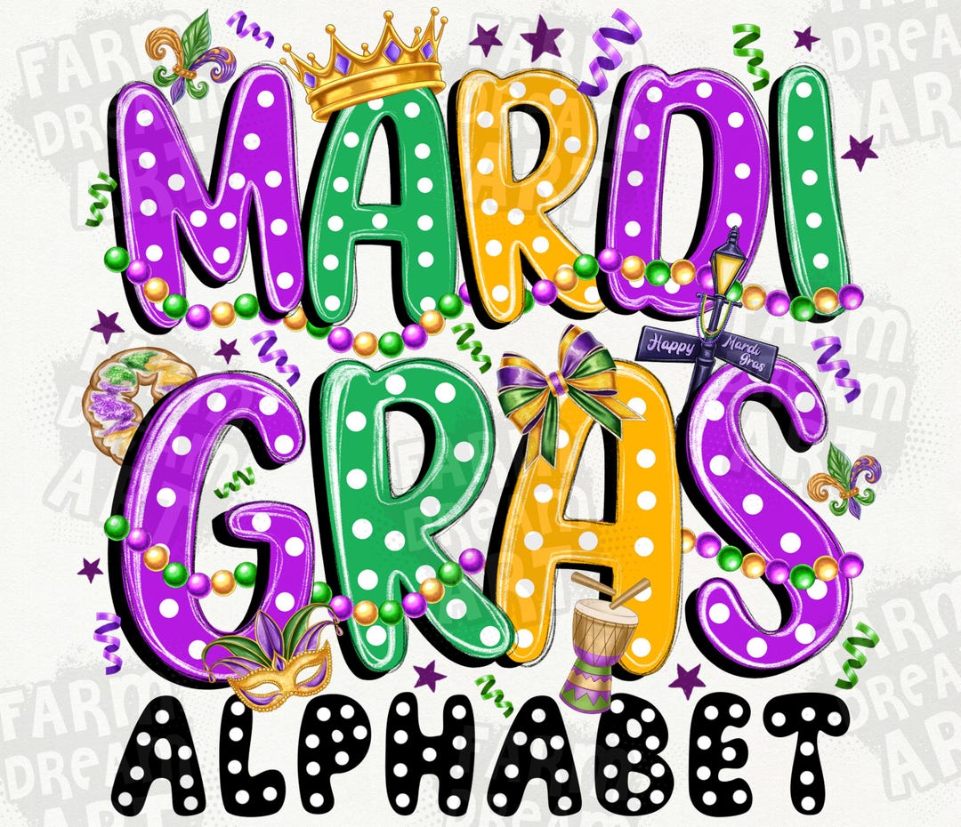 Make Your Own Name Mardi Gras Doodle Letters, Clip Art PNG, Doodle ...