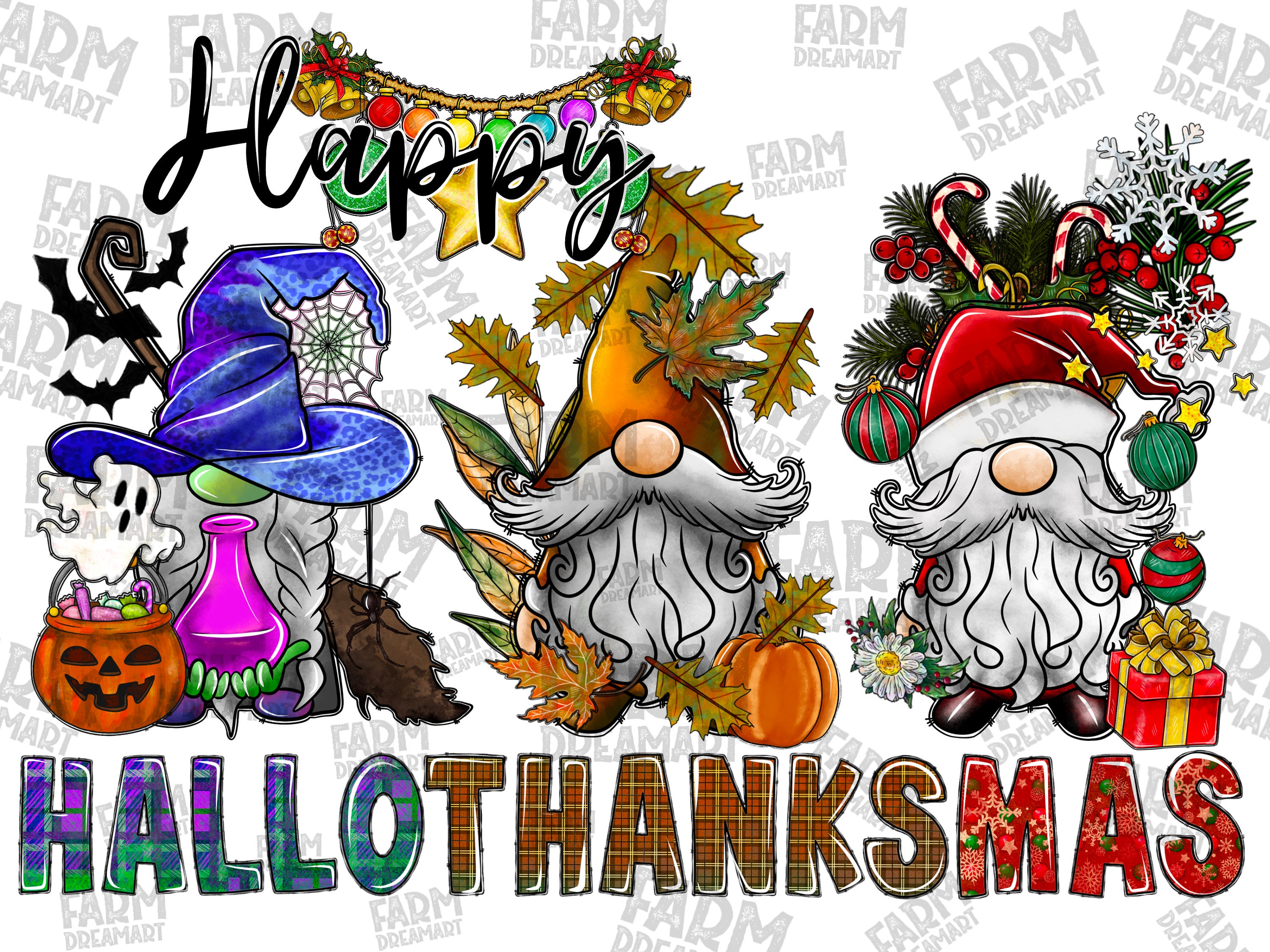 Happy Hallothanksmas Png Gnomes Png Halloween Png Christmas - Etsy