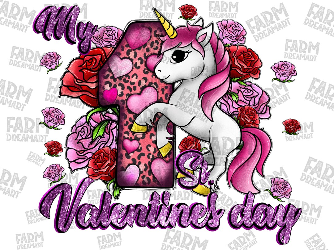 My First Valentine's Day Unicorn Png Sublimation Design, Valentine's ...