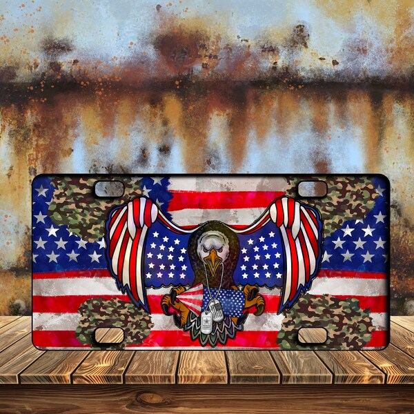 American Flag and Deer License Plate - Etsy