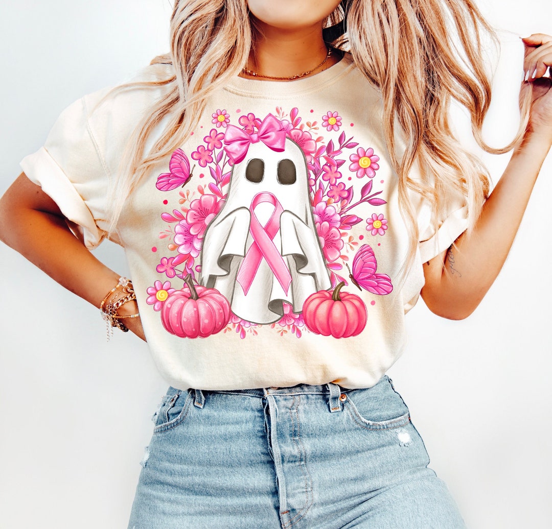 Cute Ghost Cancer Png,in October We Wear Pink Png, Breast Cancer Png ...