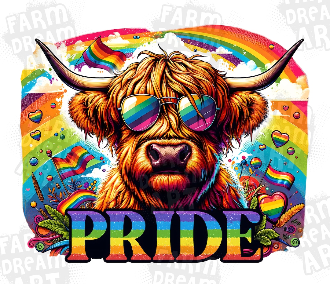 Highland Cow Pride PNG, Funny Cow Png, Pride Month, LGBTQ Png, Pride ...
