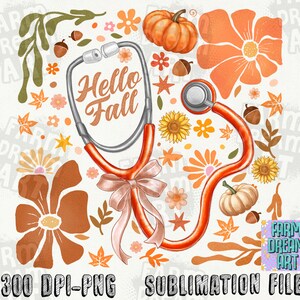 Fall Stethoscope Png, Nurse Floral Png, Sublimation Design Png, Boho ...