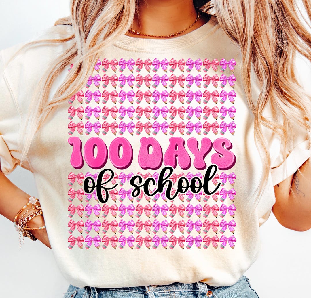 100 Days of School Coquette Bow Png, 100 Days of School Png, 100 Day ...