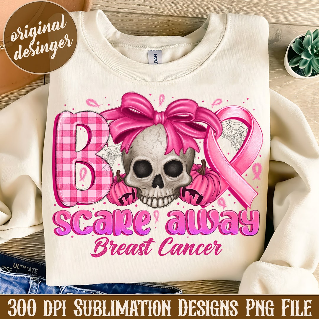 Boo Scare Away Breast Cancer Png, Pink Ribbon PNG, Boo Png, Skull, Boo ...