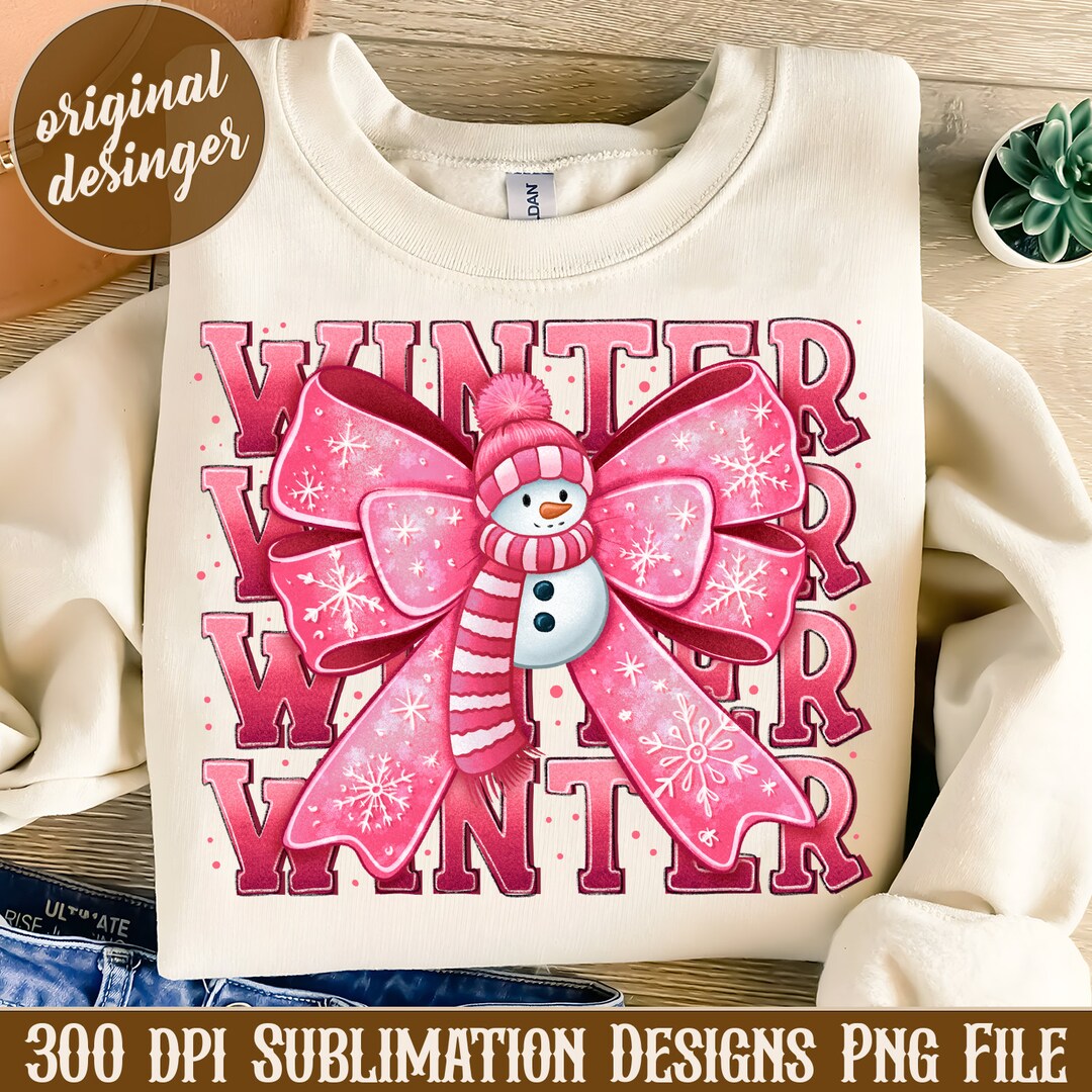 Winter Christmas Coquette Bow Png, Cozy Season Png, Winter Png,snowman ...