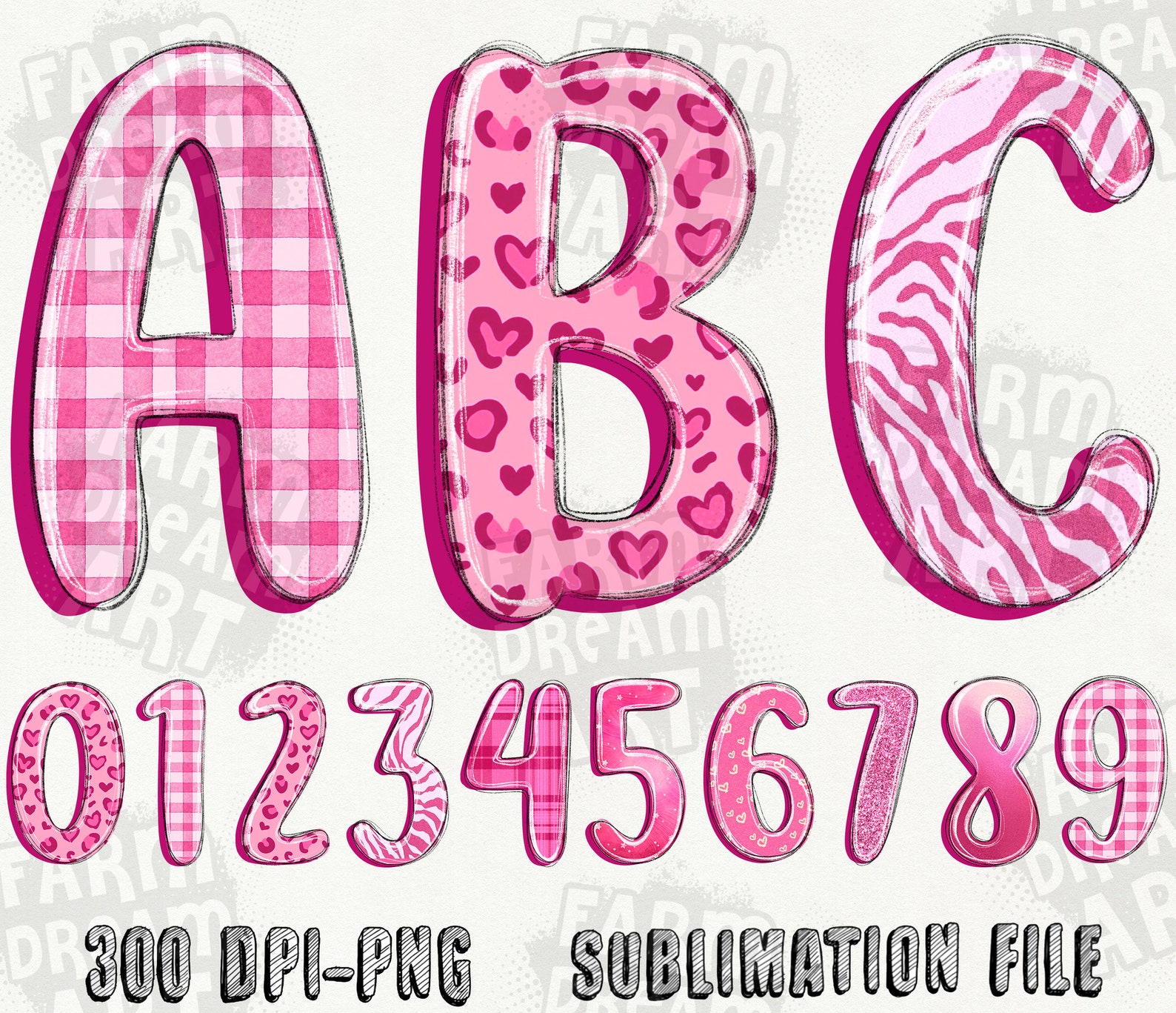 Breast Cancer Alphabet Png Files Bundle, Cancer Doodle Letters Png ...