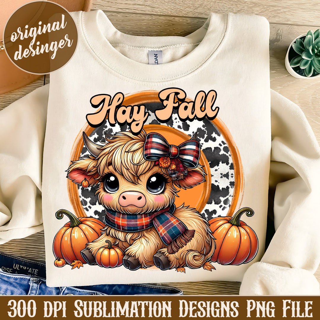 Hay Fall Cow Png Sublimation Design, Hello Fall, Cow Png, Pumpkin Png ...