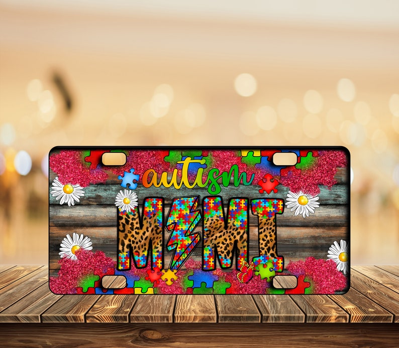 Autism Mimi License Plate Png Leopard and Red Glitter Autism - Etsy