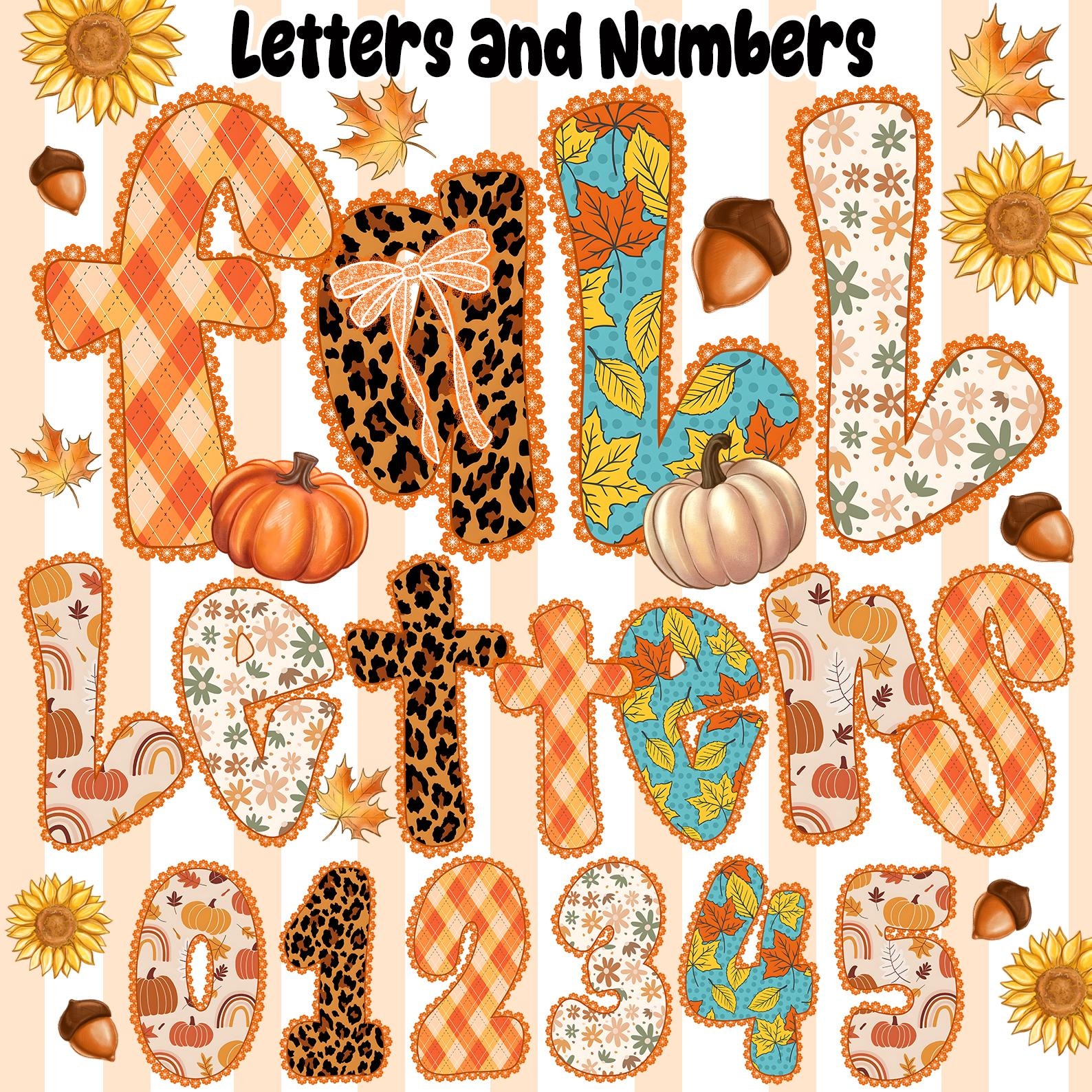 Fall Alphabet Letters Png,autumn Numbers and Letters Sublimation ...