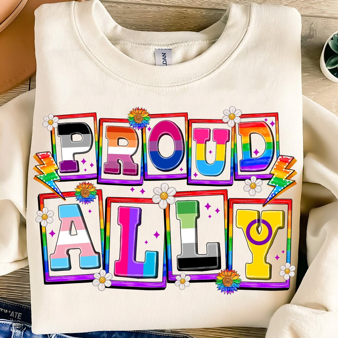Proud Ally PNG,LGBTQ Ally Sublimation Design,rainbow Pride Ally Design ...