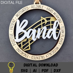 Band Svg, Ornament or Car Charm Svg for High School Band Member, Can Be ...