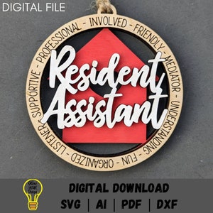 RA Svg, Resident Assistant Ornament or Car Charm Svg, Gift for RA ...
