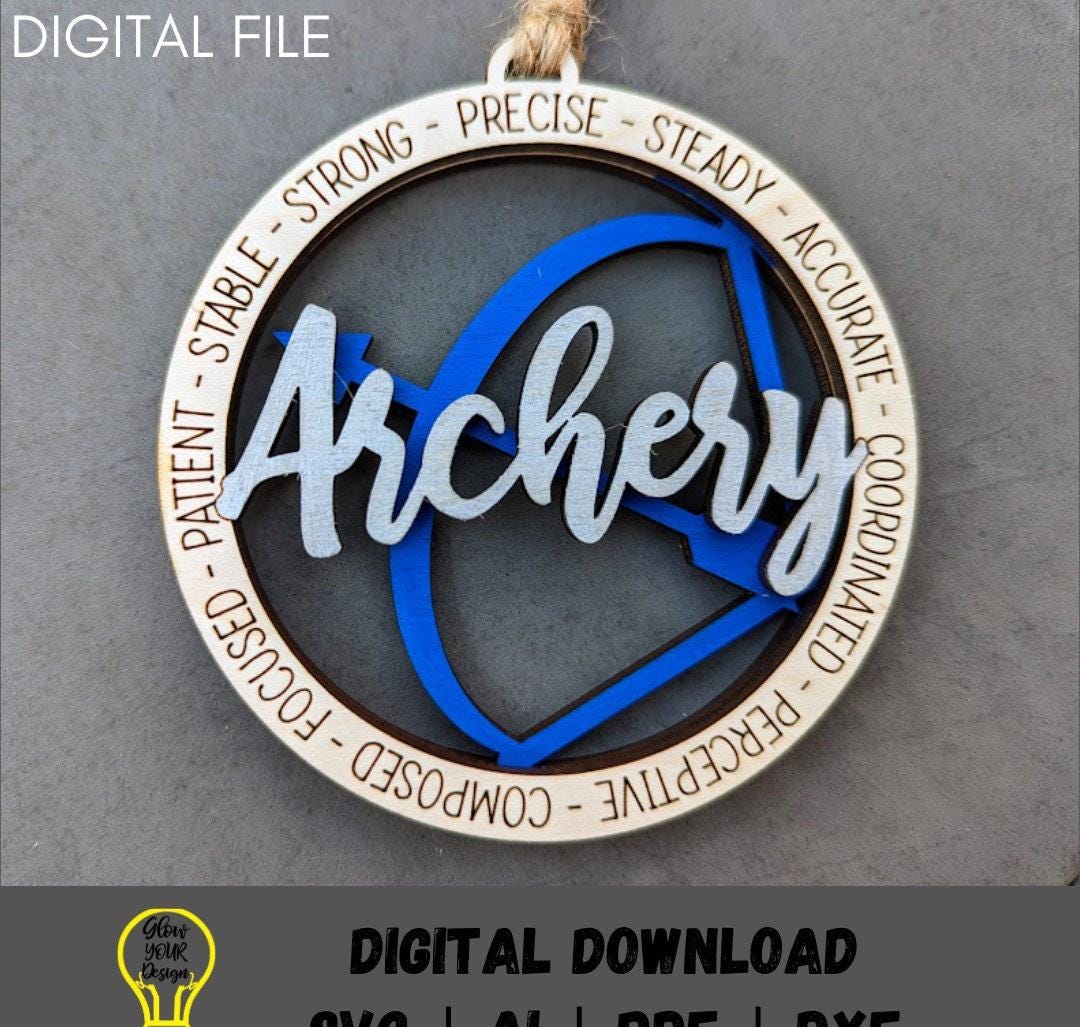 Archery Svg, Bow and Arrow DIGITAL FILE - Ornament, Magnet or Car Charm ...