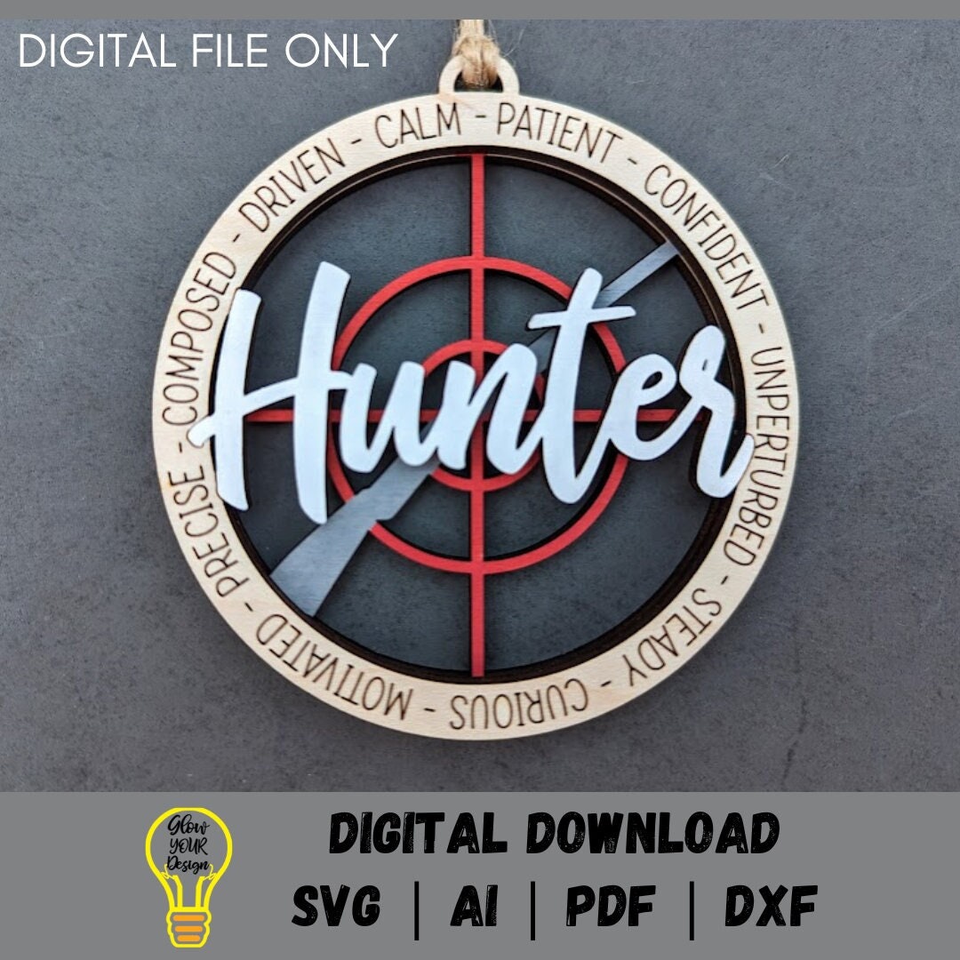 Hunter Svg - Hunting Ornament or Car Charm Digital Download - Double ...