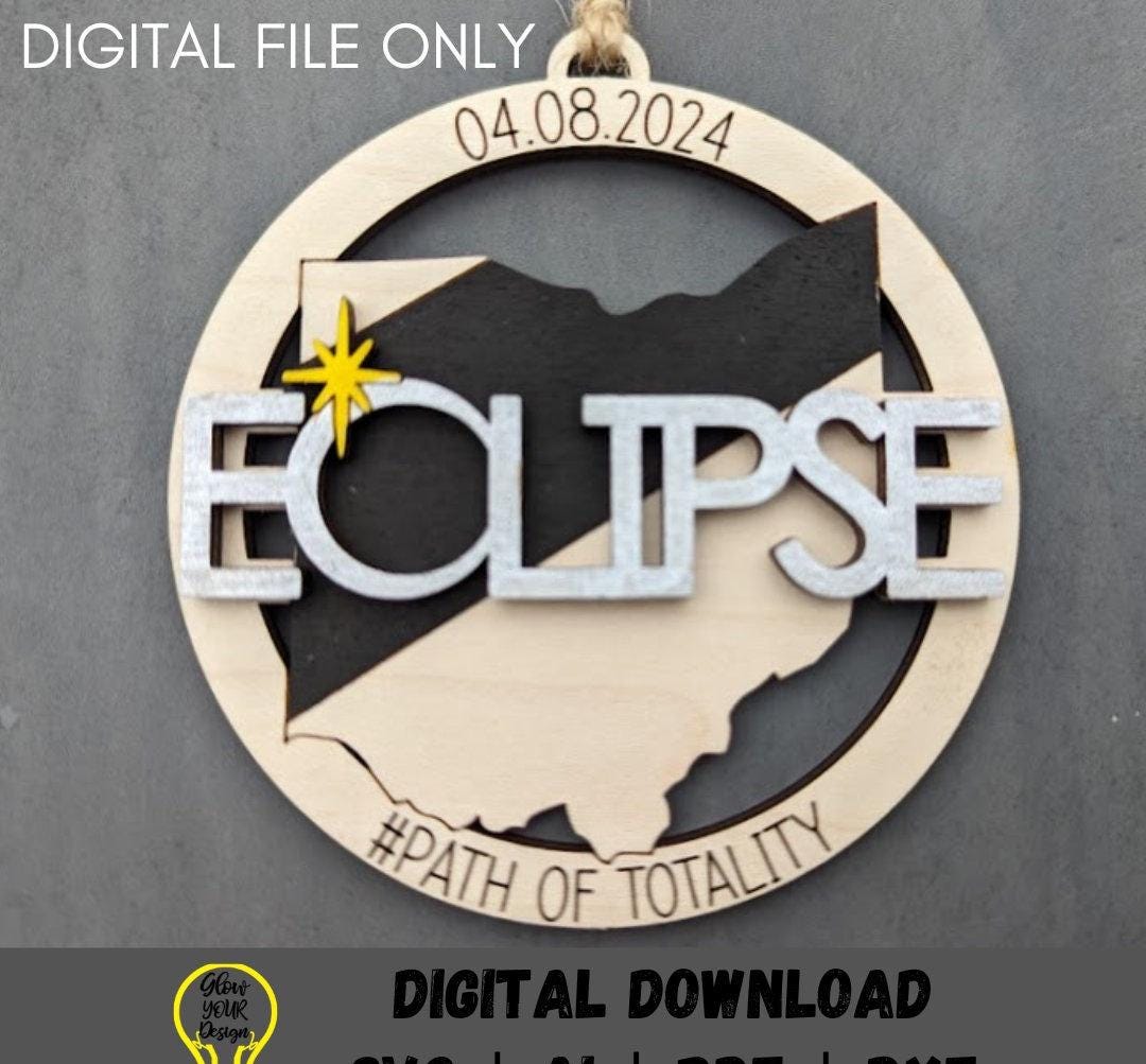 2024 Eclipse Souvenir SVG, State of Ohio Svg With Path of Totality ...