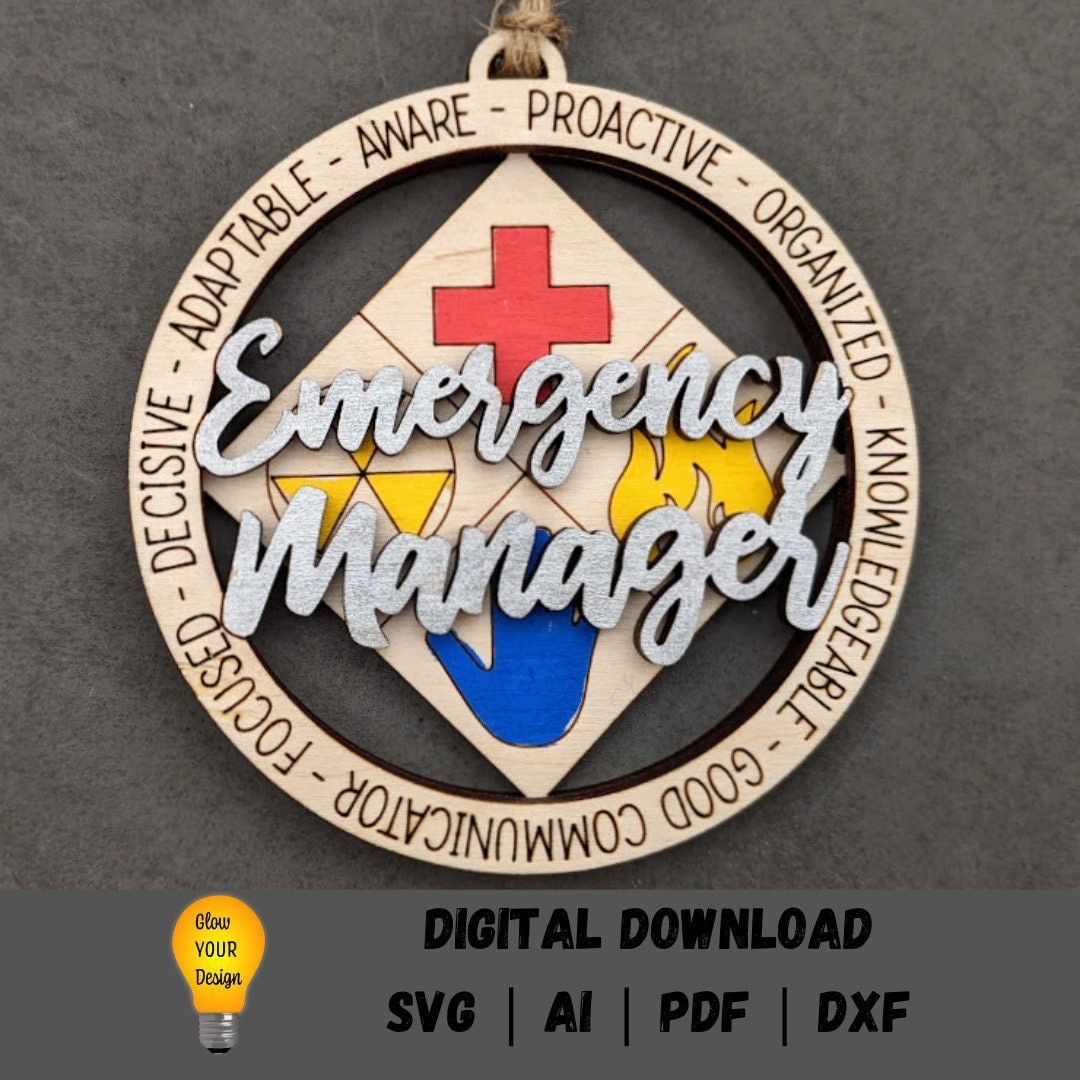 Emergency Manager Svg, Ornament or Car Charm Digital File, Crisis ...