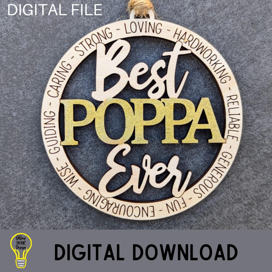 Best Poppa Ever Ornament Svg, Car Charm Svg, Grandpa Svg, Grandparent ...